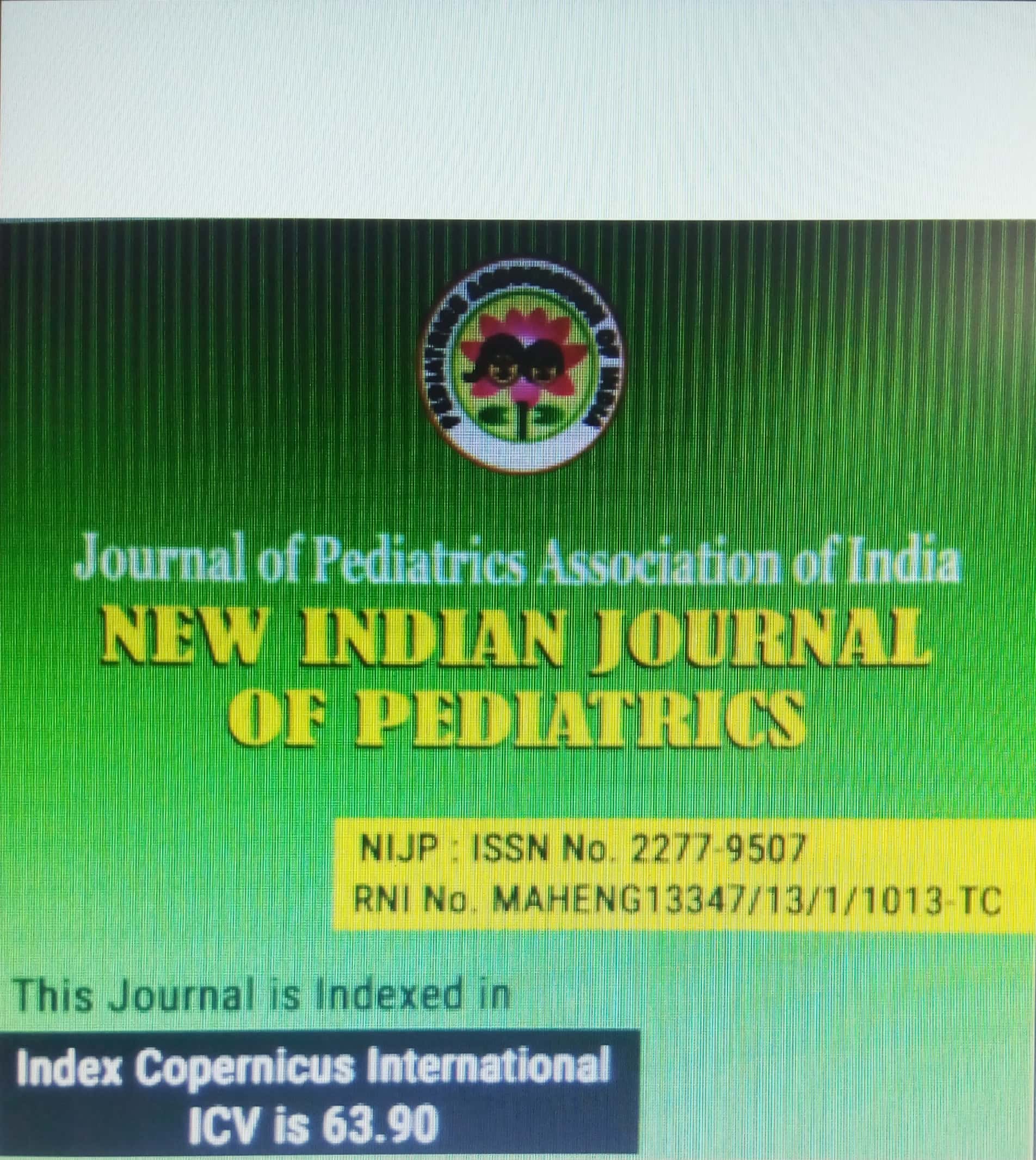 New Indian Journal Of Pediatrics New Indian Journal Of Pediatrics